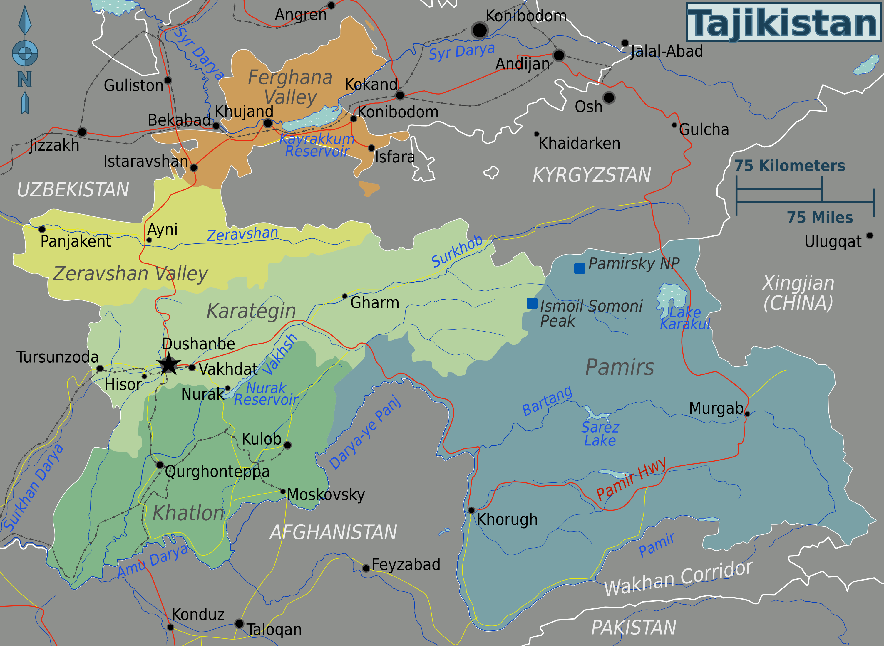tacikistan map